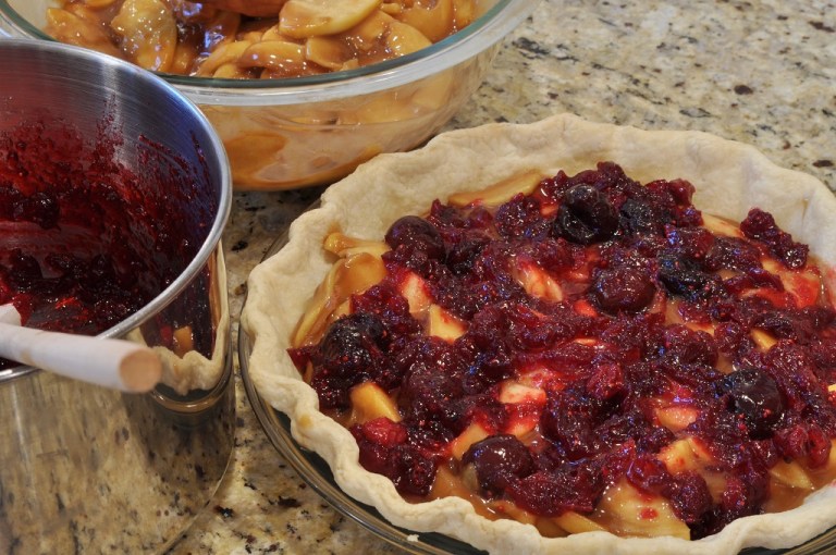 Caramel-Apple Pie with Cranberry-Cherry Compote | The Lass In The Apron